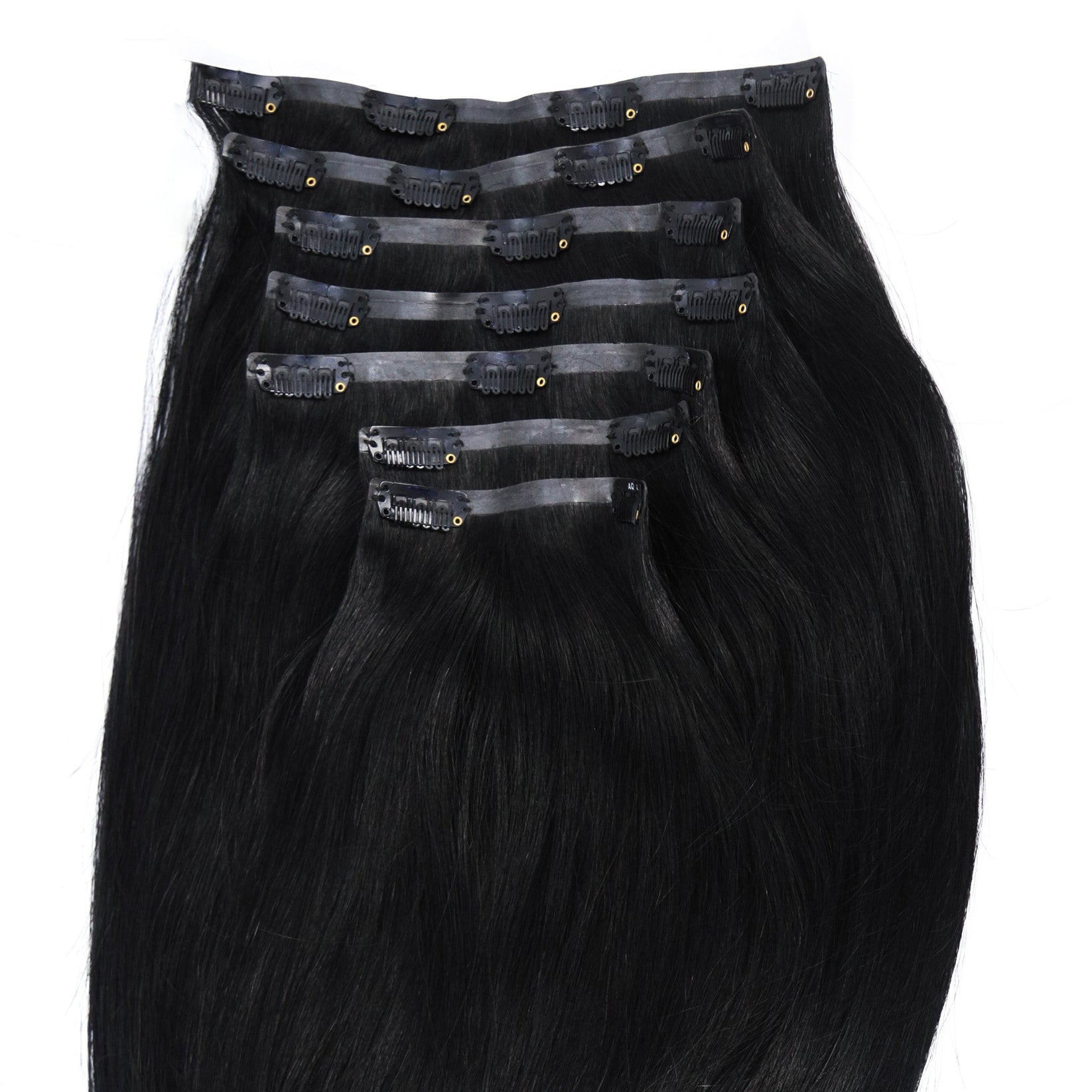 #1 Black Ultra Narrow Clip In Hair Extensions | AquaLyna – Aqua Hair ...