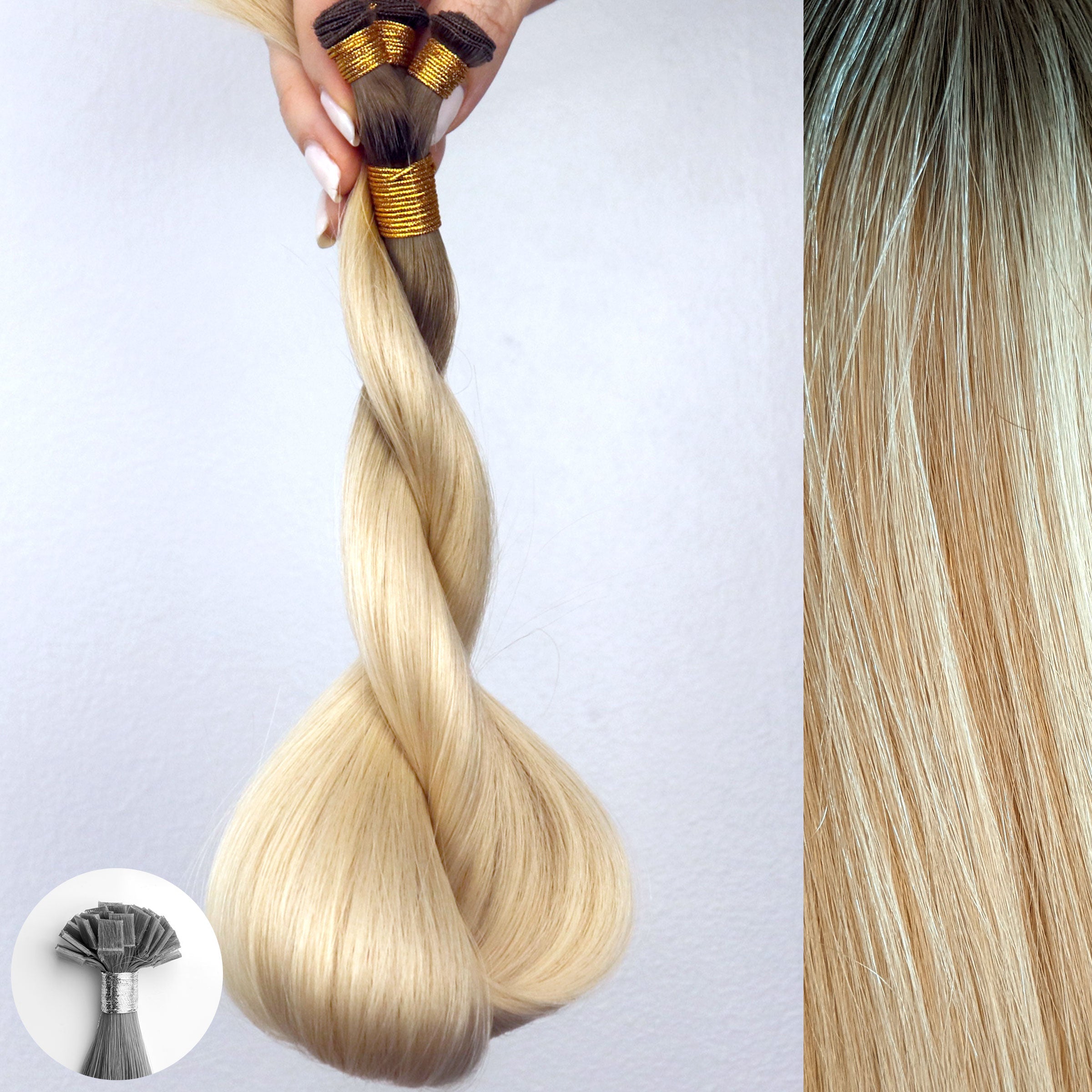 #8AB Ash Brown Straight Cylinder Hair Extensions by Aqua Hair Extensions