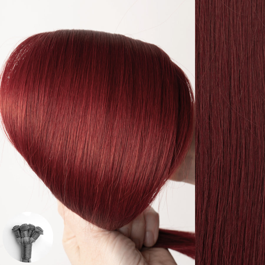 #66/46 Mahogany Red Intense Red Mix - Straight Hand Tied Weft Hair ...